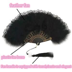 The SeekCheap Shop | Accessories | Gothic Style Feather And Lace Fan In ...